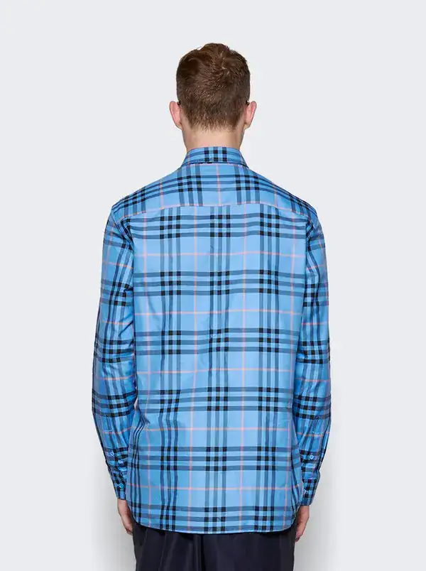 Burberry Check Cotton Shirt - Dusty Azure | Editorialist